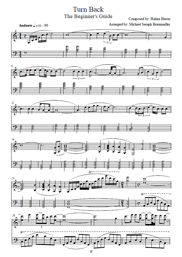 Turn Back – The Beginner's Guide sheet music | Sheethost