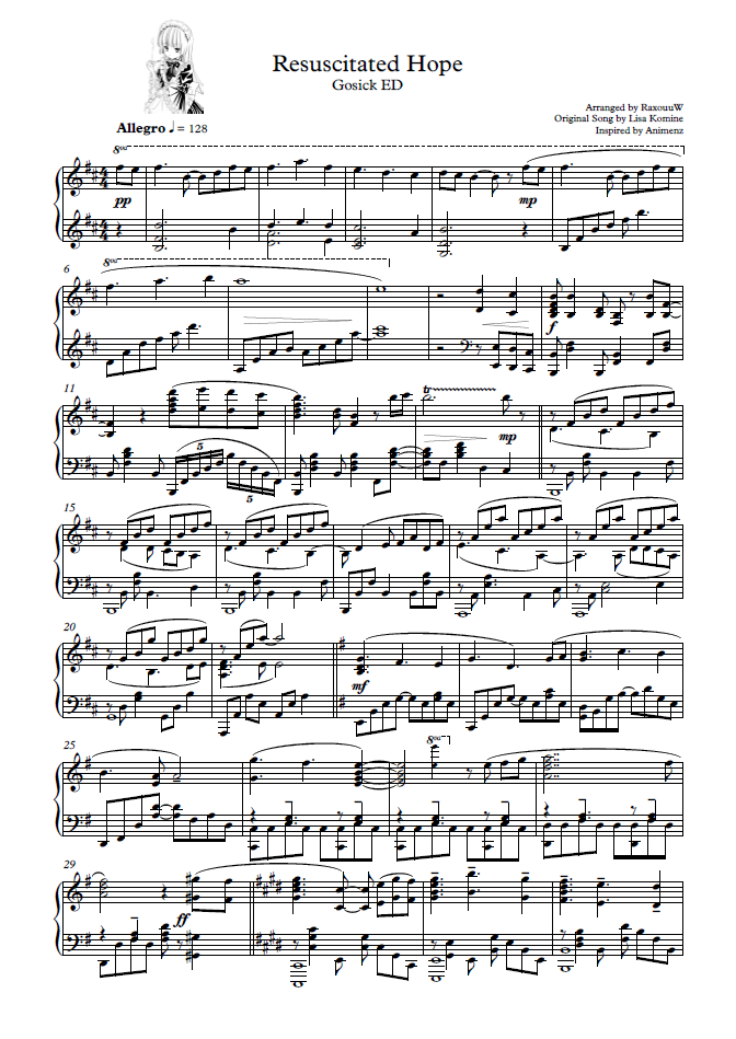 Resuscitated Hope – Gosick sheet music | Sheethost