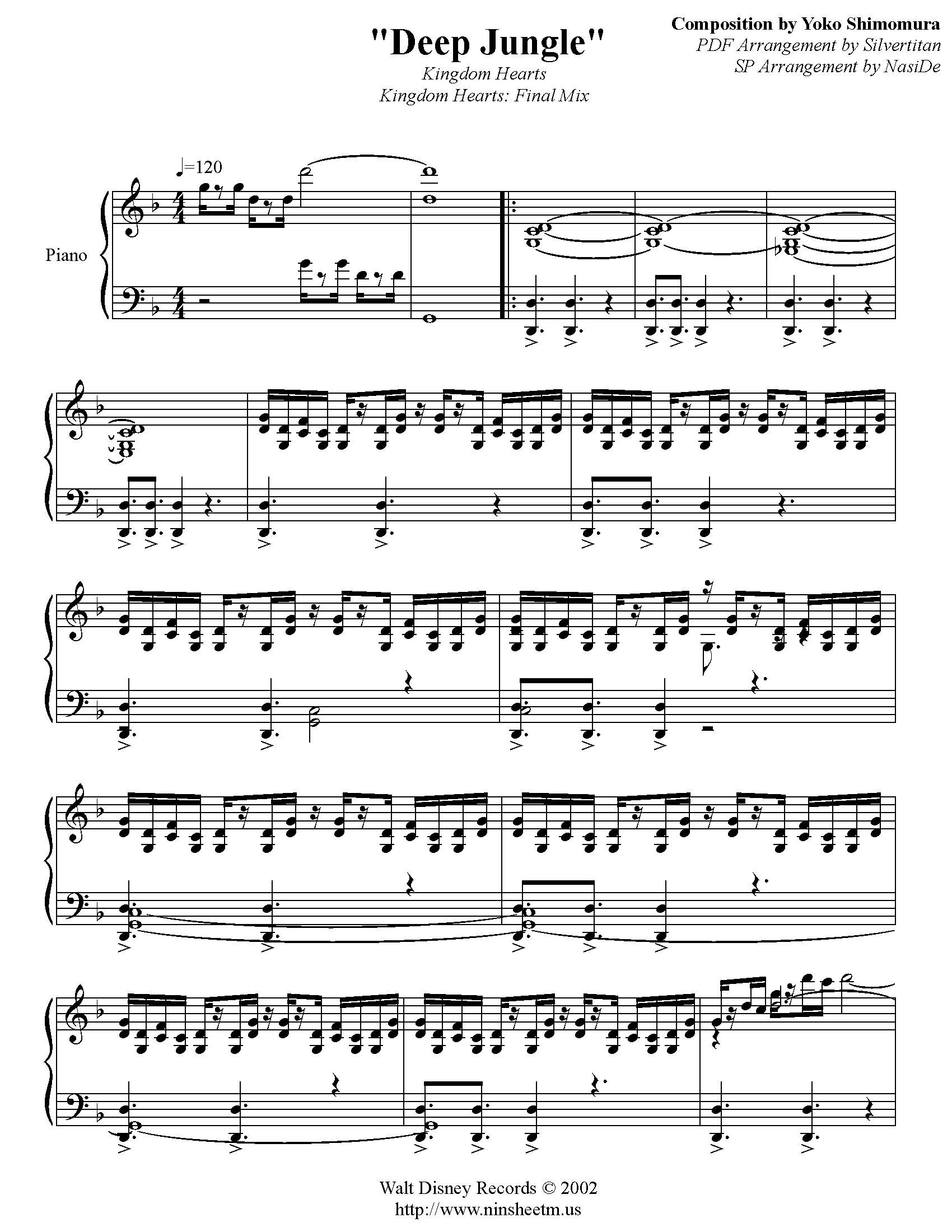 Deep Jungle – Kingdom Hearts sheet music | Sheethost