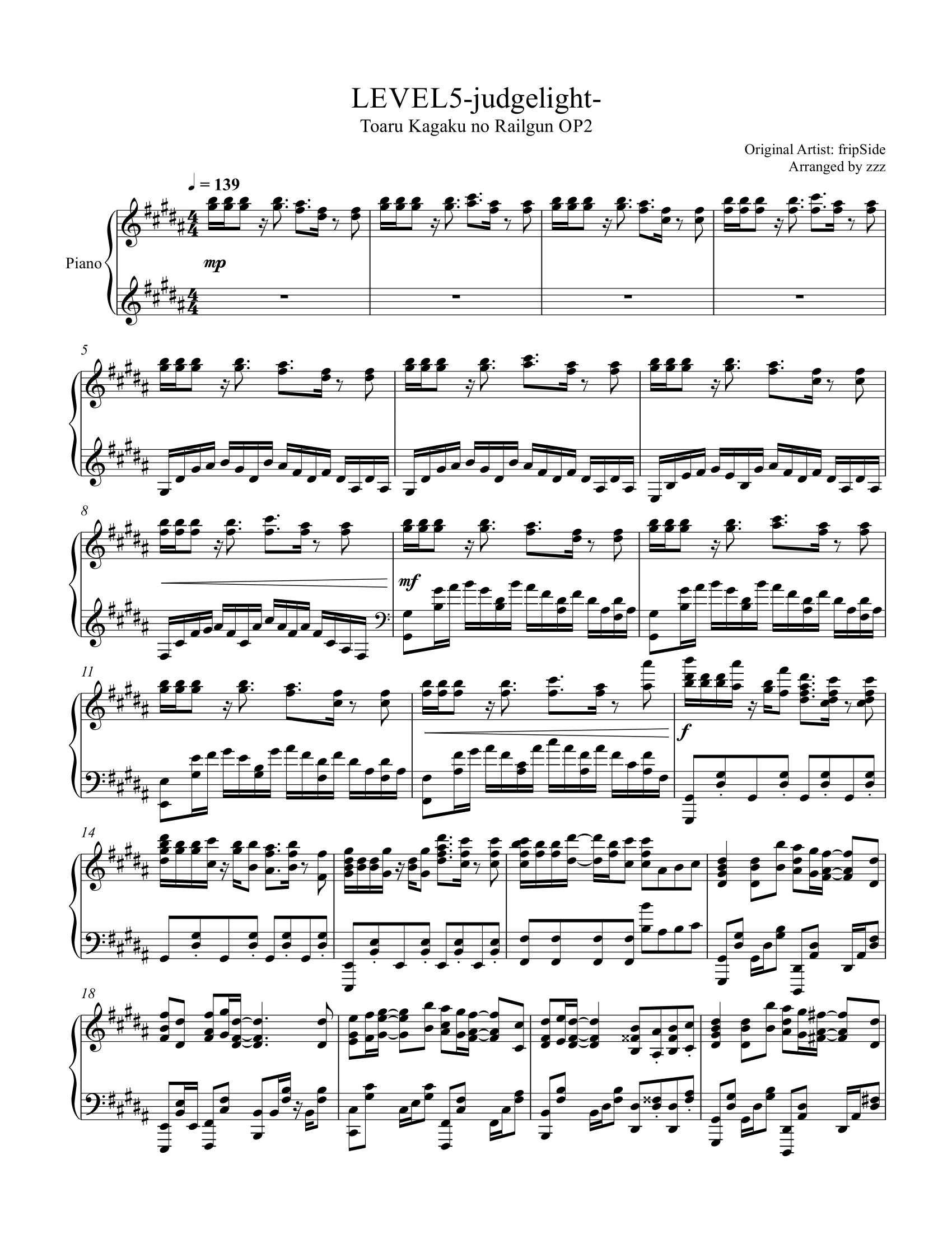 LEVEL5-judgelight – Toaru Kagaku no Railgun sheet music | Sheethost