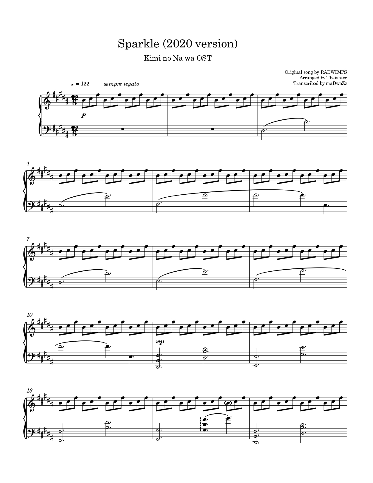 Sparkle 2020 (Theishter) – Kimi no Na wa sheet music | Sheethost