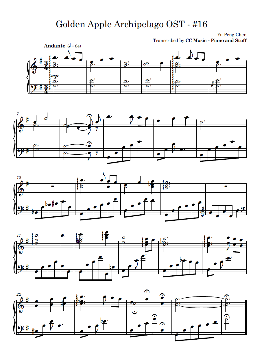 Golden Apple Archipelago OST - #16 – Genshin Impact OST sheet music ...