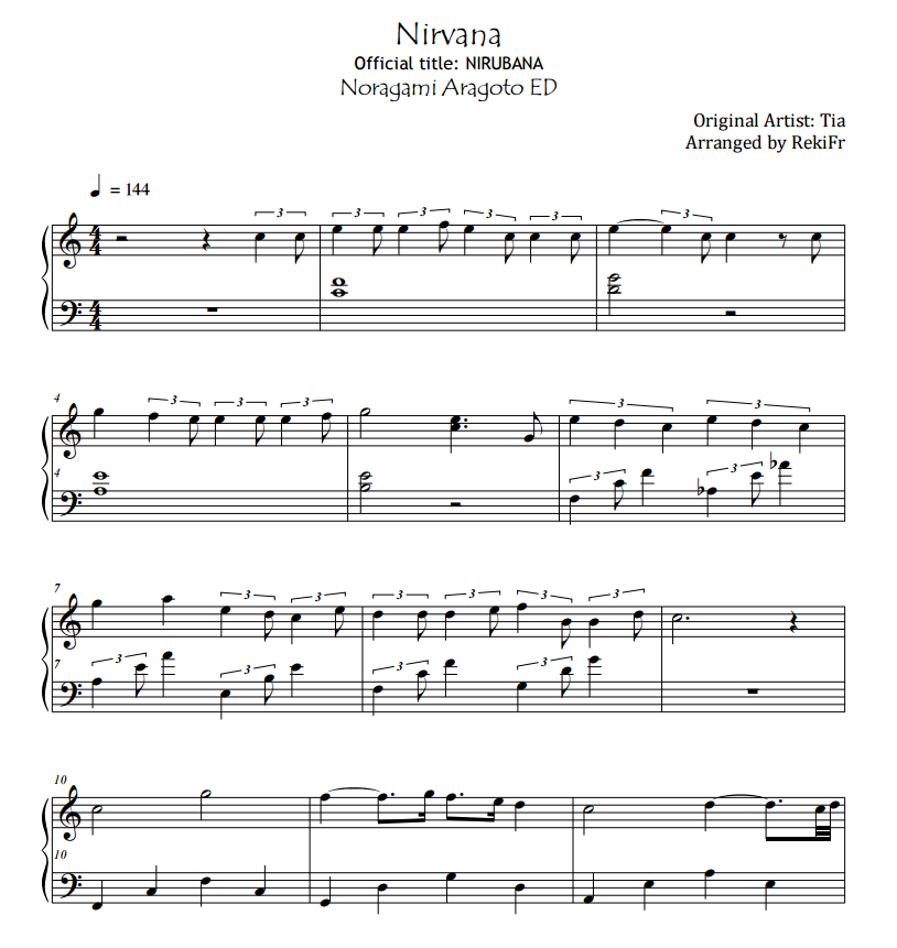 Nirvana – Noragami Aragoto sheet music | Sheethost